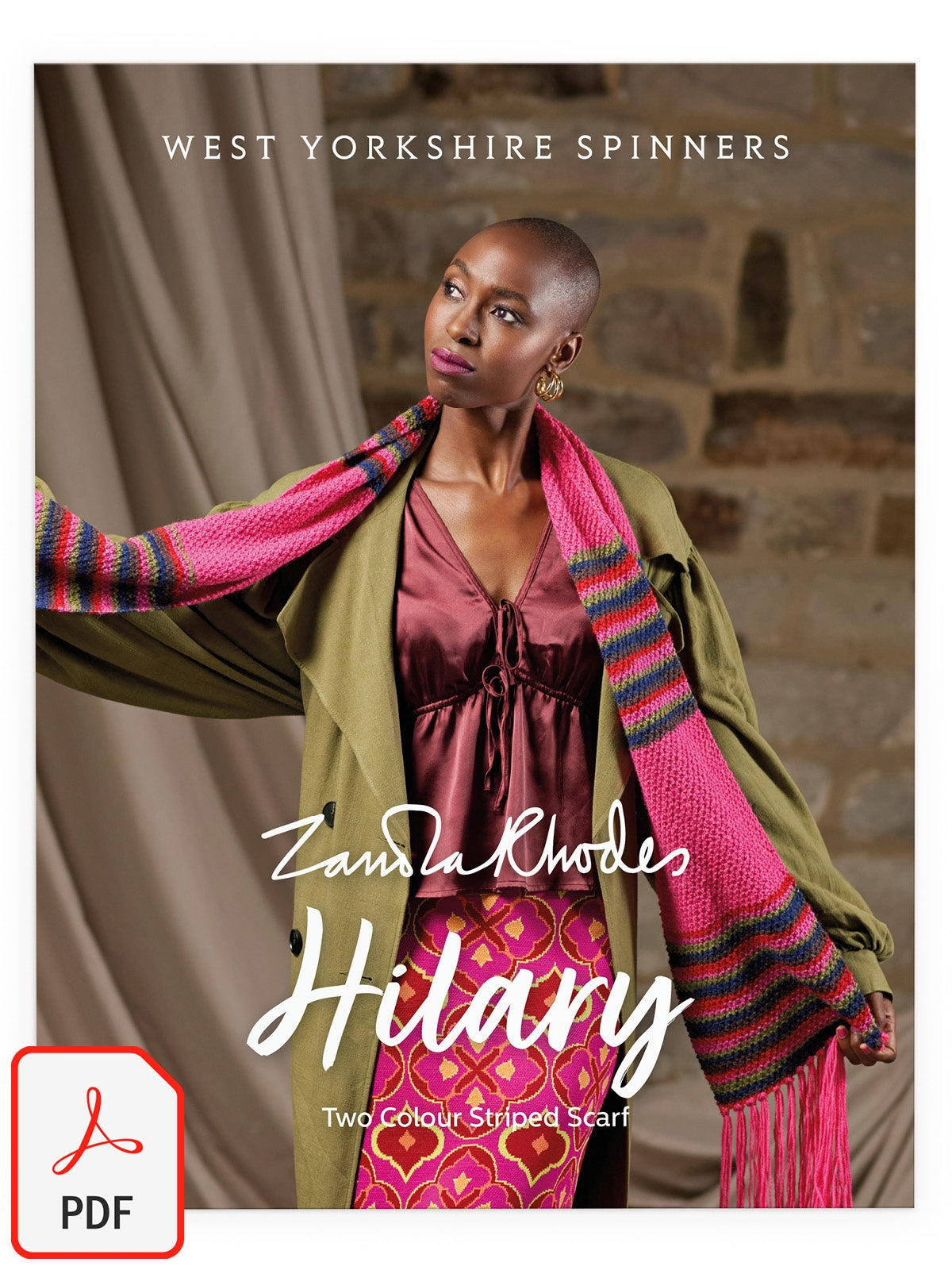 Hilary - Two Colour Striped Scarf Pattern by Zandra Rhodes – West ...